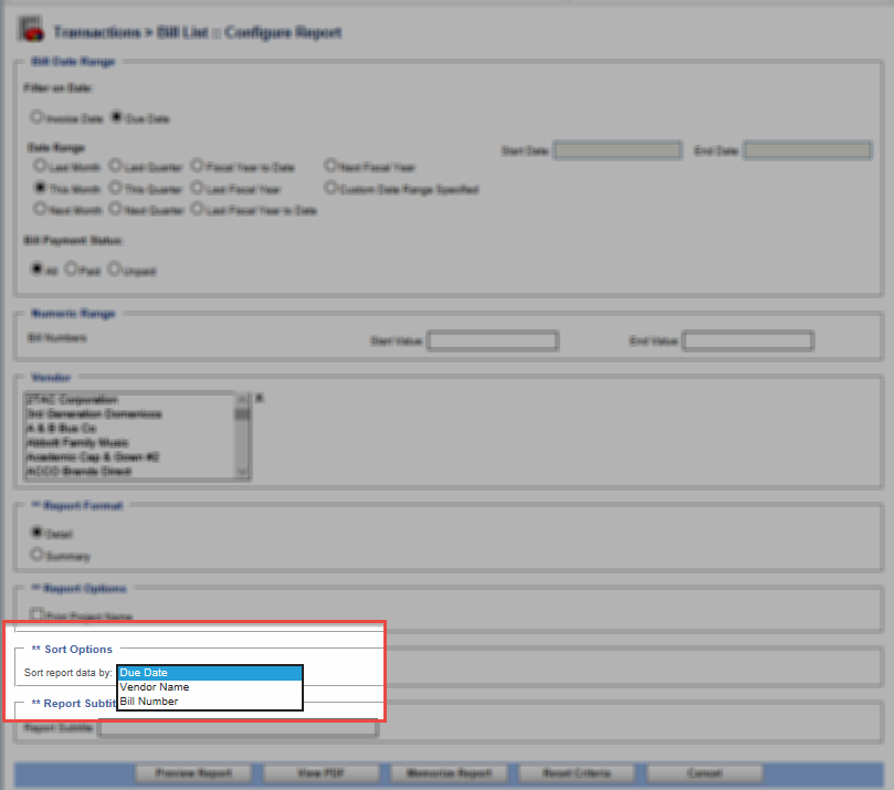 PSA L&P - Reports: How to print a bill list in alphabetical order ...
